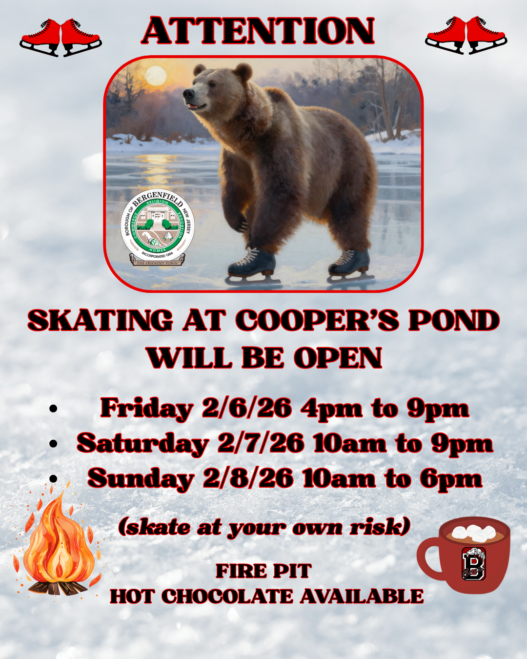 Ice skating at Coopers Pond 2/6-2/8 - Borough of Bergenfield, New ...